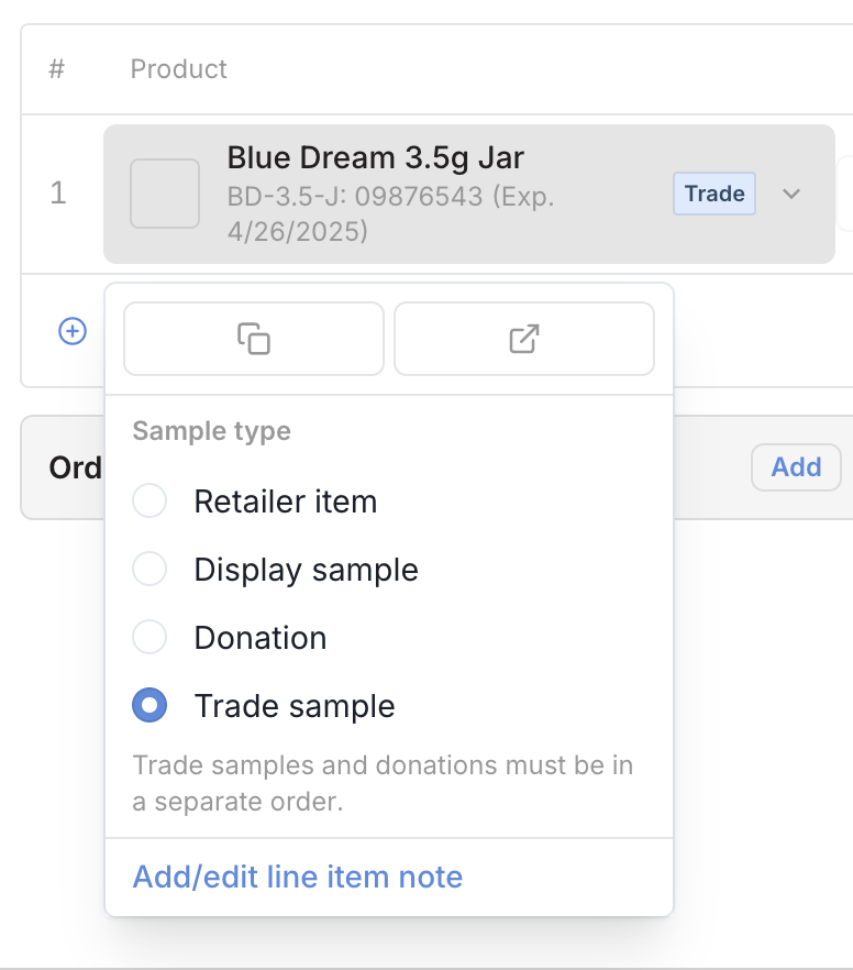 Trade Sample Order – Nabis Support